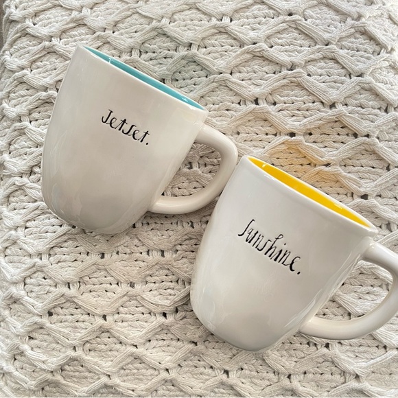Rae Dunn | Other | Rae Dunn Jet Set Sunshine Script Writing Mugs Color ...